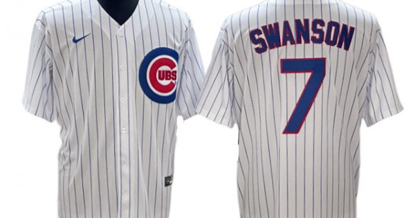 Chicago Cubs #7 Dansby Swanson White Cool Base Jersey