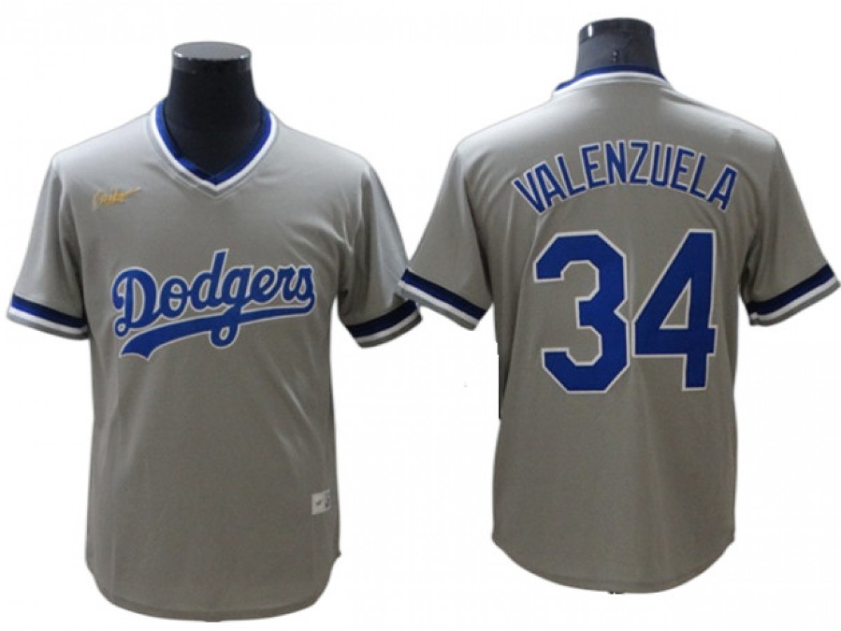 Los Angeles Dodgers #34 Fernando Valenzuela Gray Cooperstown Collection ...