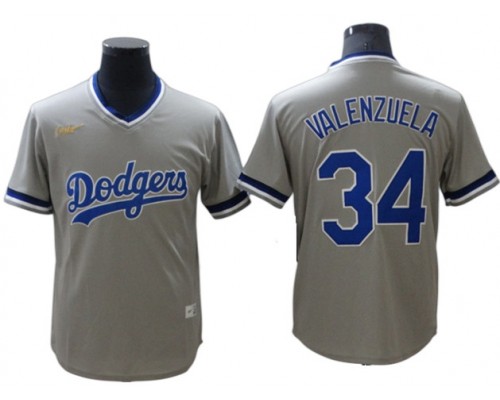 Los Angeles Dodgers #34 Fernando Valenzuela Gray Cooperstown Collection ...