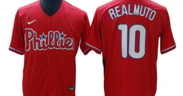 Philadelphia Phillies #10 J.T. Realmuto Red Cool Base Jersey