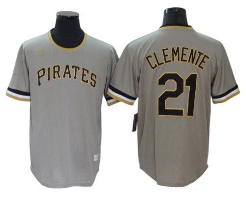 Pittsburgh Pirates #21 Roberto Clemente Gray Cooperstown Collection Jersey