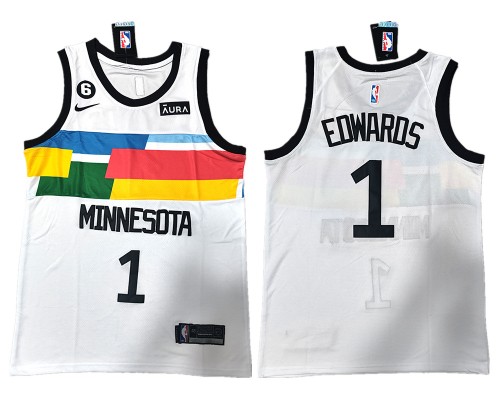 Minnesota Timberwolves #1 Anthony Edwards White 2022-23 City Edition ...