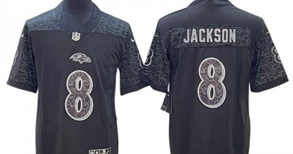 Baltimore Ravens #8 Lamar Jackson Black RFLCTV Limited Jersey