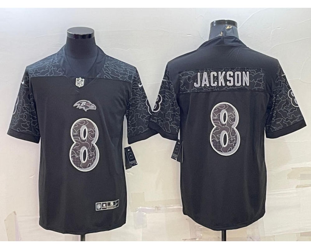 Baltimore Ravens #8 Lamar Jackson Black RFLCTV Limited Jersey