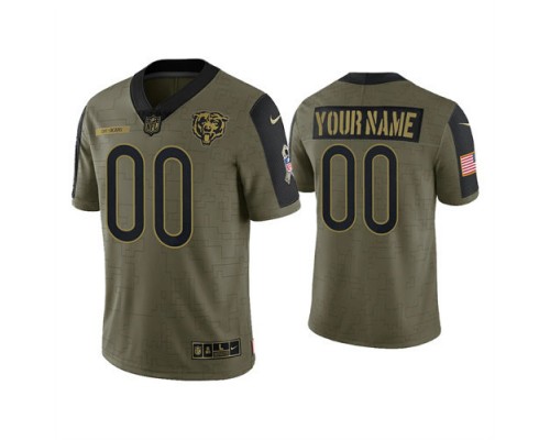 Custom Chicago Bears Olive 2021 Salute To Service Limited Jersey