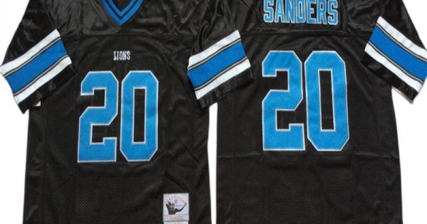 M&N Detroit Lions #20 Barry Sanders Black 1996 Legacy Jersey
