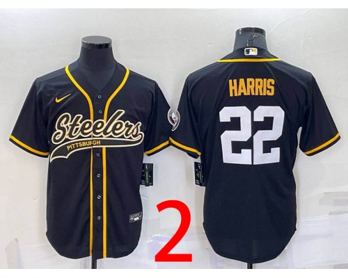 Pittsburgh Steelers #22 Najee Harris Baseball Jersey-Black & Yellow & White